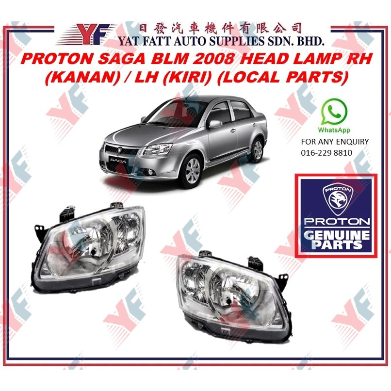 PROTON SAGA BLM 2008 HEAD LAMP RH (KANAN) / LH (KIRI) (GENUINE / LOCAL ...