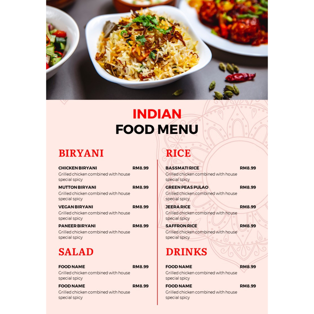 MENU LIST TEMPLATE [EDITABLE] Red & Black Creative Restaurant menu ...
