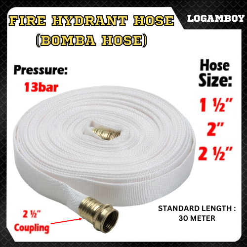 FIRE FIGHTING HYDRANT CANVAS HOSE BOMBA PAIP PIPE 30METER 100FEET ...