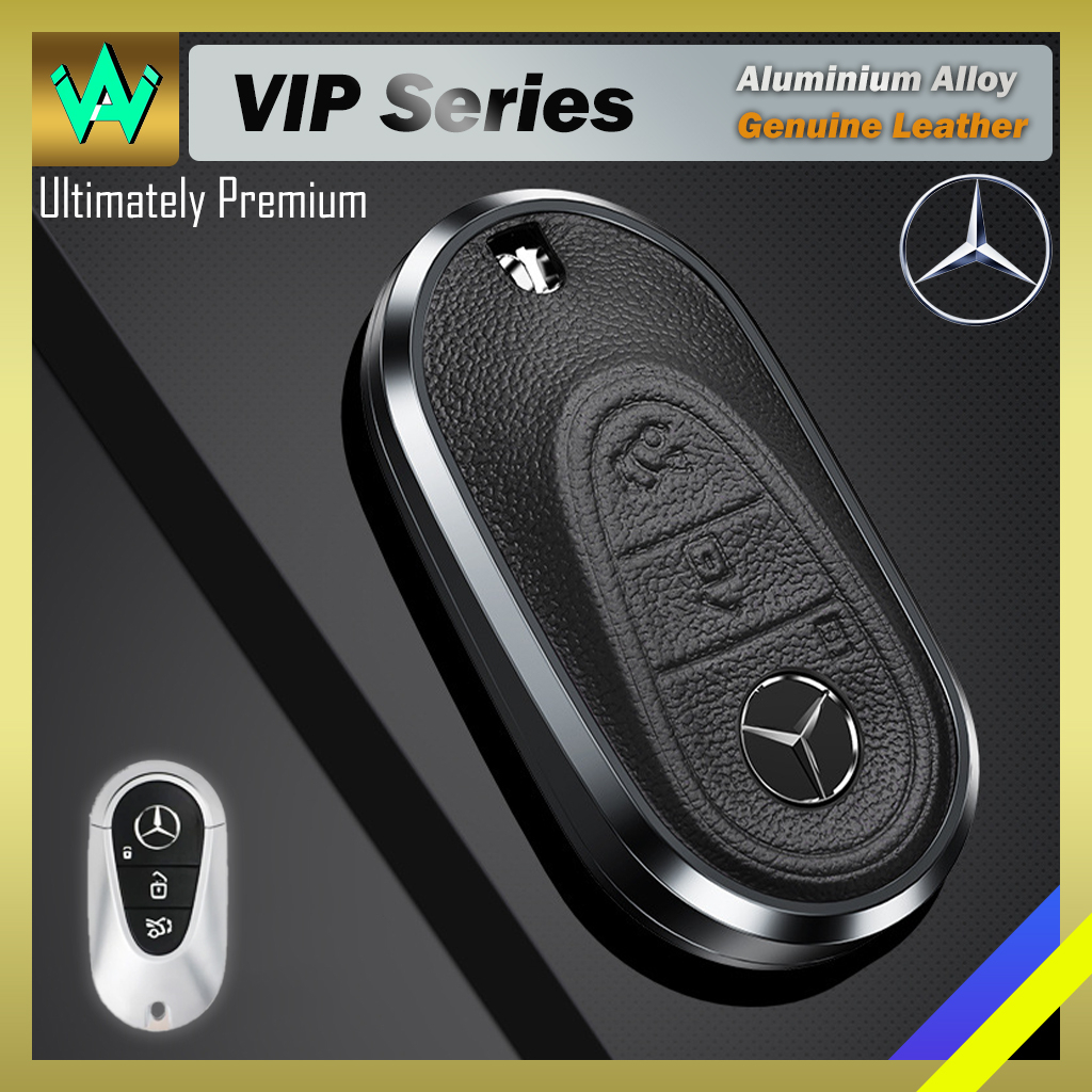 Mercedes Key Cover 2022 Aluminium Alloy Genuine Leather Cow Hide Sarung ...