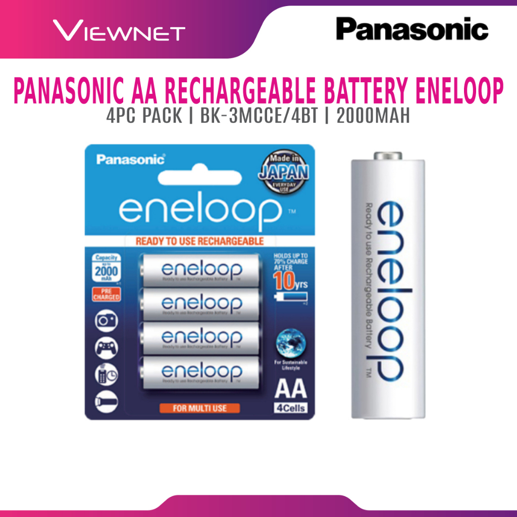 Panasonic Aa Rechargeable Battery Eneloop 4pc Pack Bk 3mcce 4bt