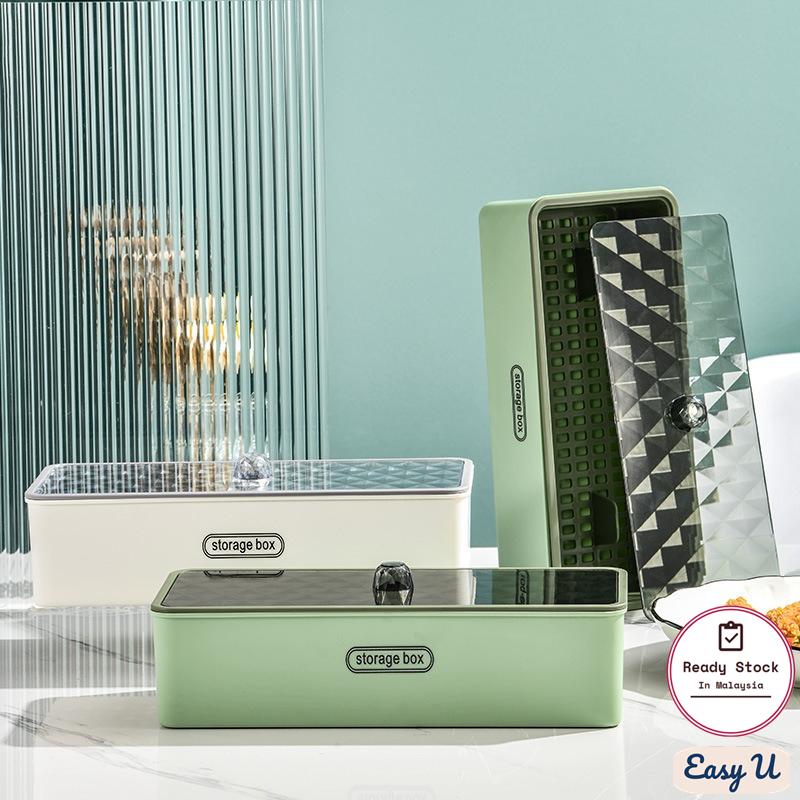 Diamond Plastic Dustproof Cutlery Box Tableware Storage Box Table ...