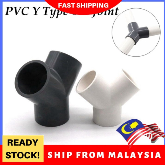Y-Type (M.STOCK) PVC Tee Connector Water Supply Tube Joint Y Inclined ...