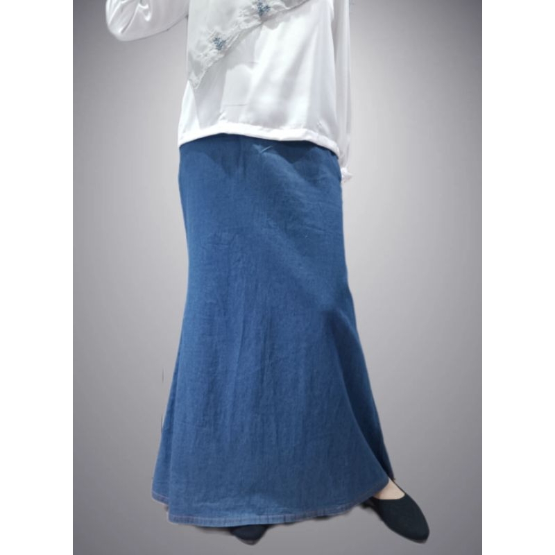Skirt Jeans Labuh Skirt Denim Muslimah | Shopee Malaysia