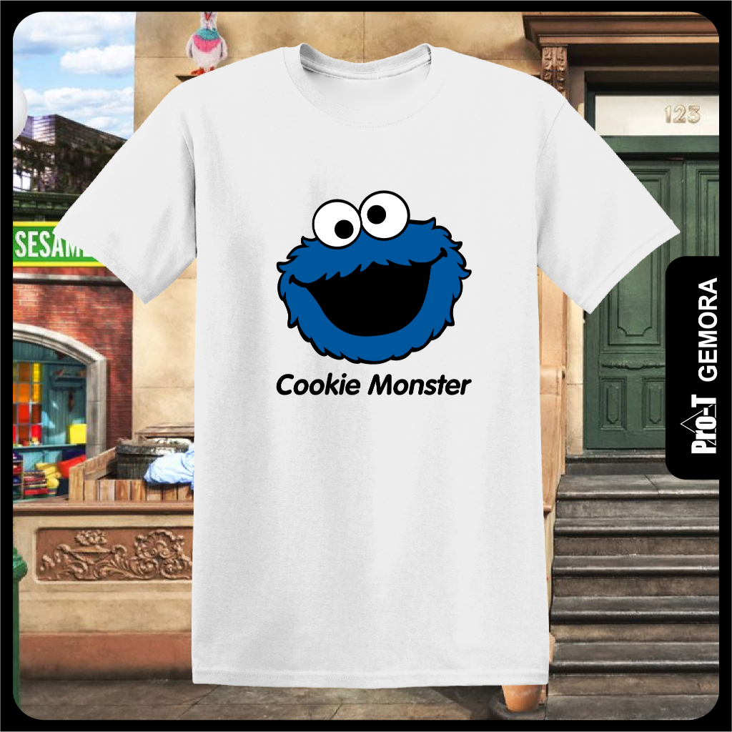 GEMORA_CARTOON COOKIES MONSTER SESAME STREET WHITE T-SHIRTS KIDS ...