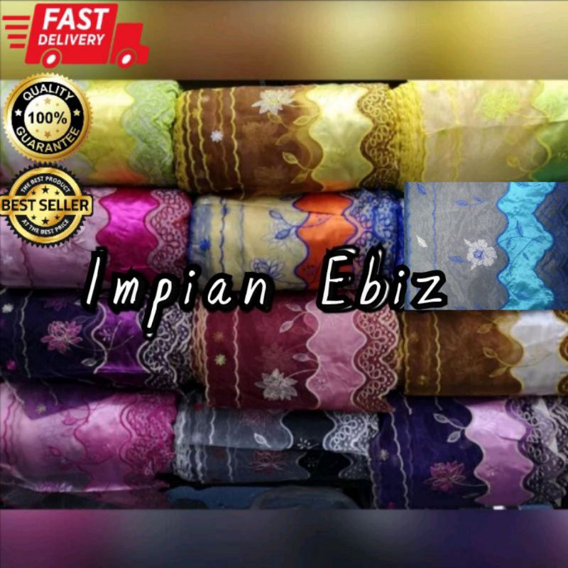 🔥PROMOSI 🔥KAIN ANAK LANGSIR BIDANG 18" ORGANZA SATIN SULAM/HALF CURTAIN ...