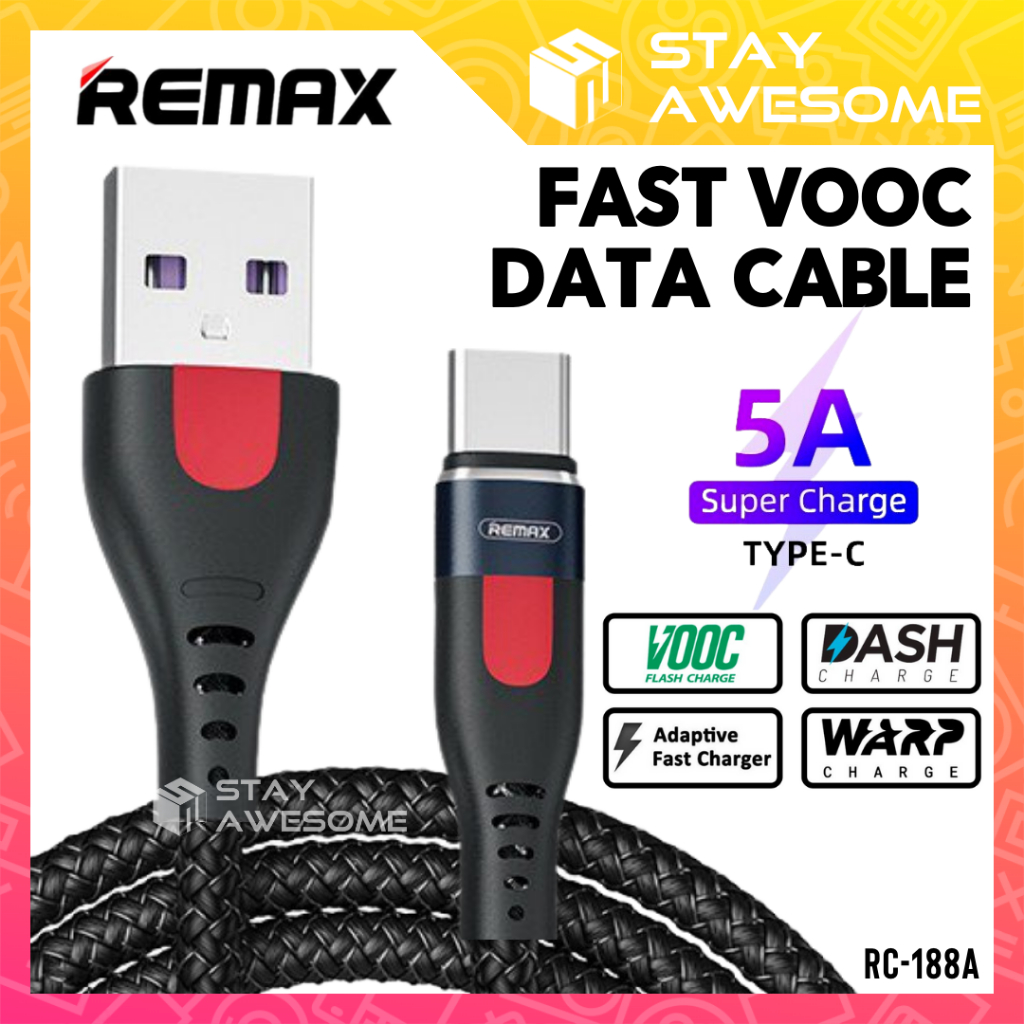 REMAX Super Fast Charging USB To Type C Data Cable Gaming 5A PD Wayar ...