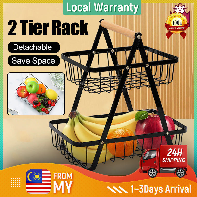 2 Tier Onion Rack Fruit Basket Rak Bawang Bertingkat Vegetable Storage ...