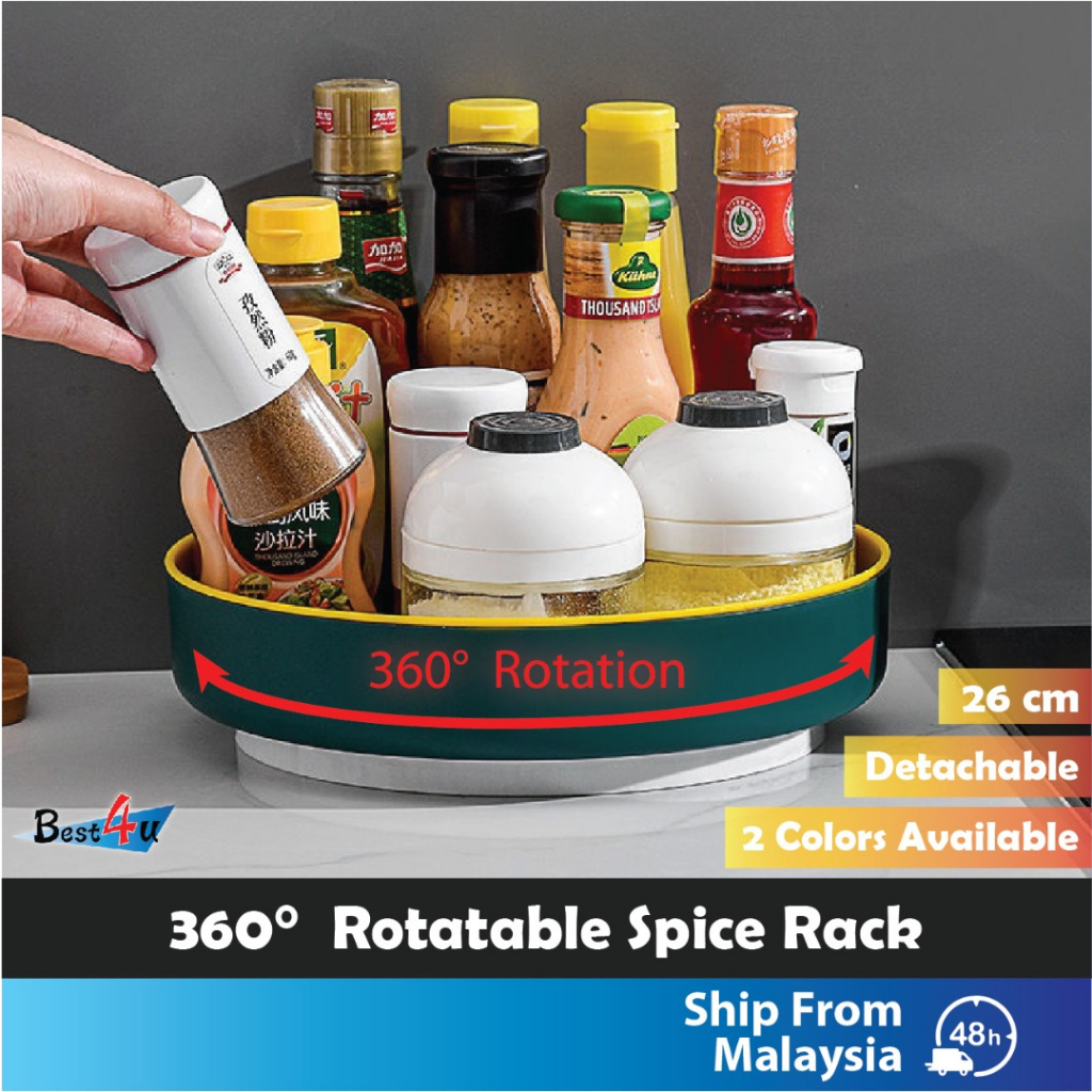 BEST4U 360° Rotating Spice Rack | Rotatable Fruits Tray | Seasoning ...