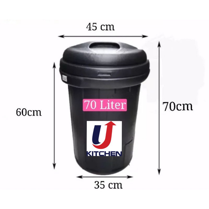 70 Liter / 90 Liter FIBER Garbage Dustbin with Cover Tong Sampah Pail with Cover Tahan Lasak ...