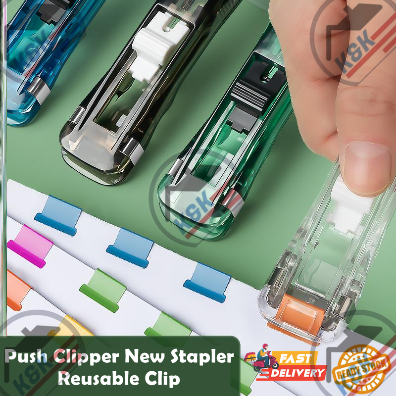 【Malaysia Ready Stock】Push Clipper New Stapler Reusable Clip Seamless ...