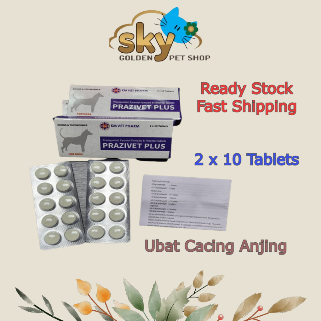 Prazivet Plus 20 biji / Dewormer for dogs / Ubat Cacing Anjing | Shopee ...