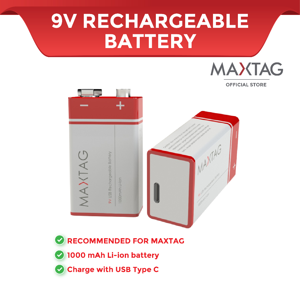 MaxTag 9V 1000 mAh Li-ion USB Type-C Rechargeable Battery | Shopee Malaysia MaxTag 9V 1000 mAh Li-ion USB Type-C Rechargeable Battery | Shopee Malaysia