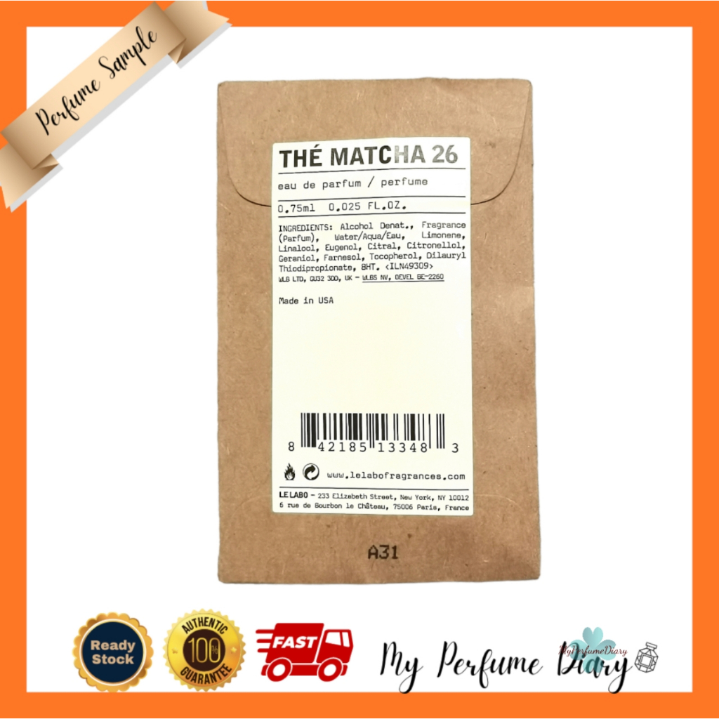 Best Seller Le Labo The Matcha 26 EDP 0.75ml Perfume Vial Sample for ...
