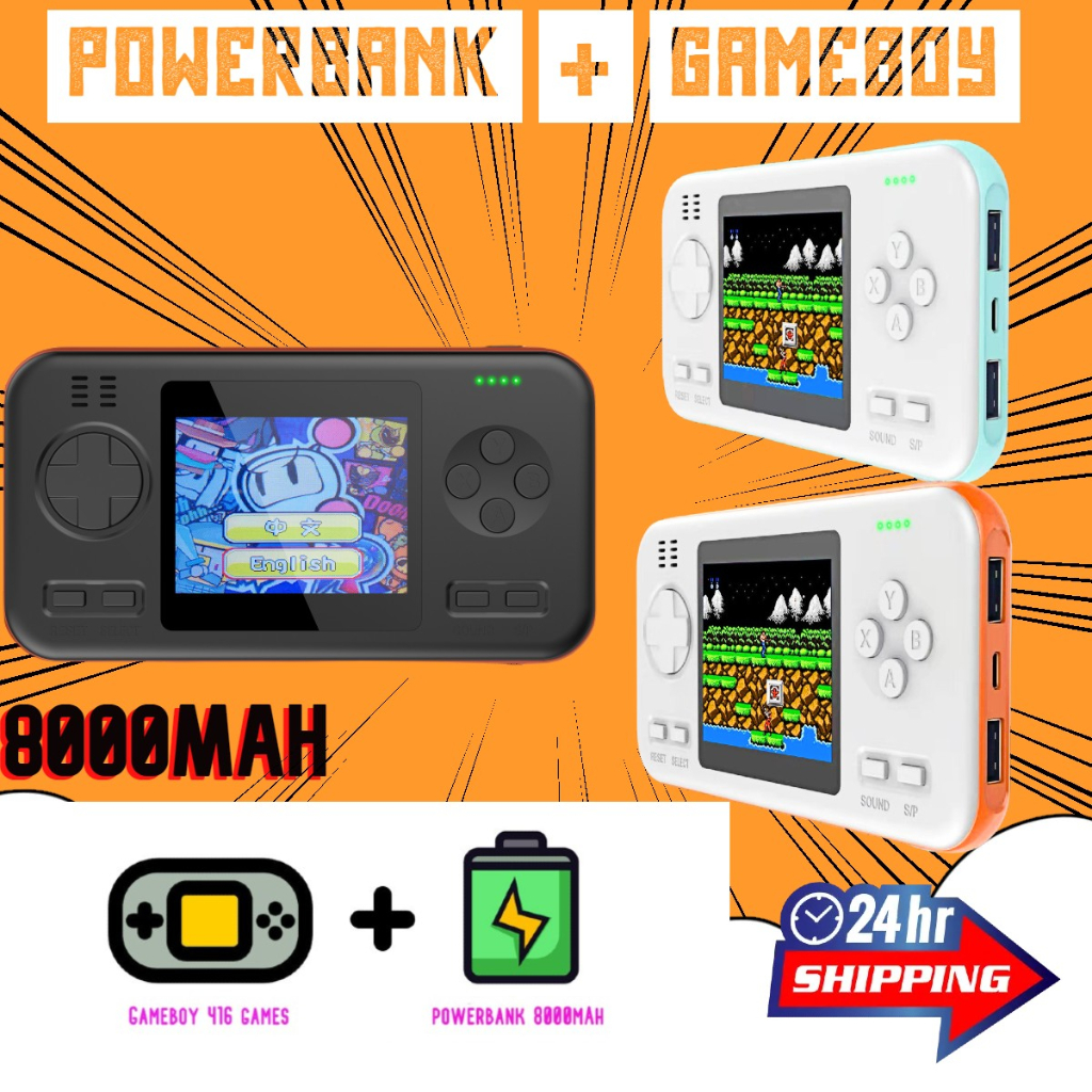 Powerbank 8000mAh + Gameboy 416 Games Console Mario Retro Gameboy ...