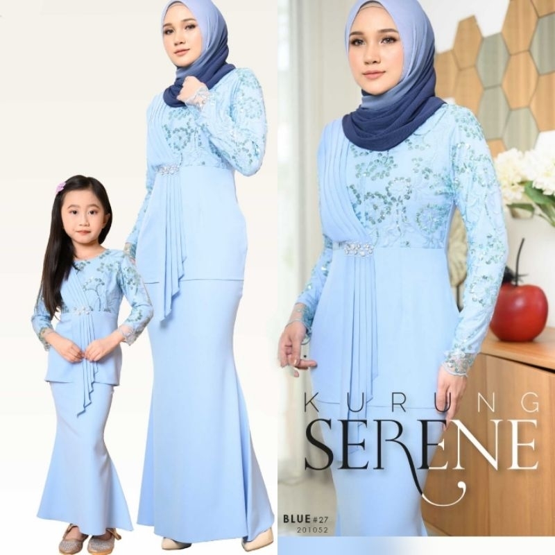Kurung Serene Baby Blue Mint green Mustard Navy Blue Nude Lilac Color ...