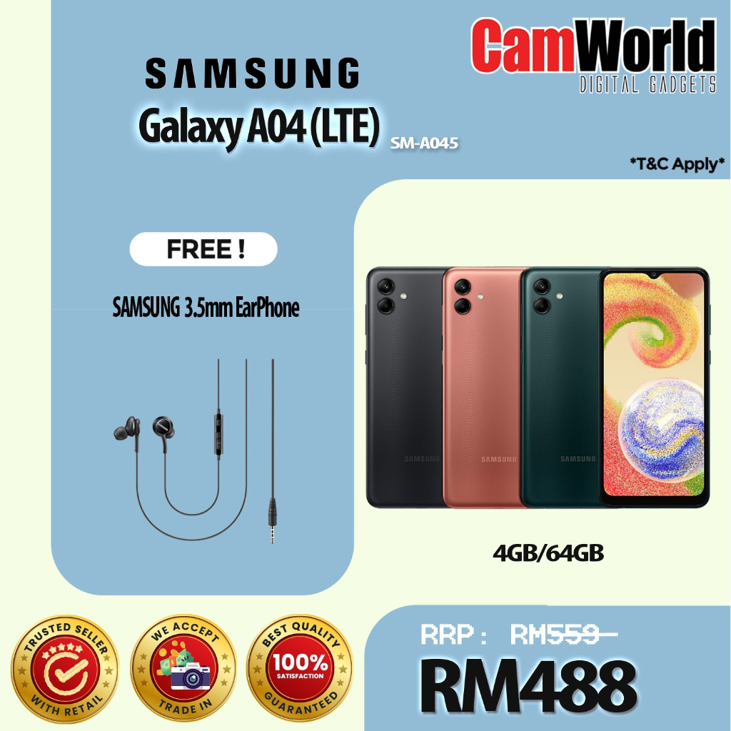 Samsung Galaxy A04 (LTE) SM-A045 With Earphone | Shopee Malaysia
