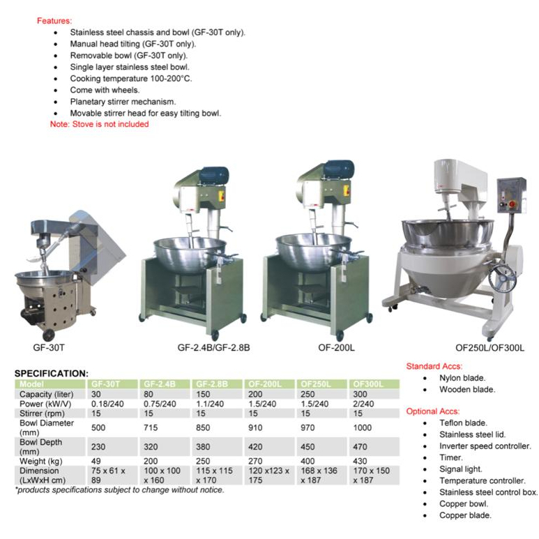 Taiwan Auto Multi-purpose Cooker Mixer Stirring Industrial Gas Heavy ...