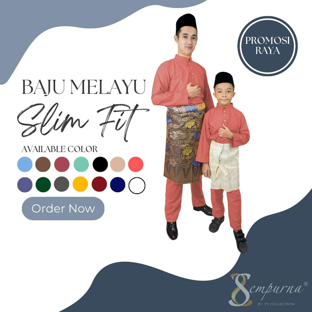 BAJU MELAYU RAYA SLIM FIT COTTON PEACH SEPASANG DEWASA & BUDAK ( C014BM ...
