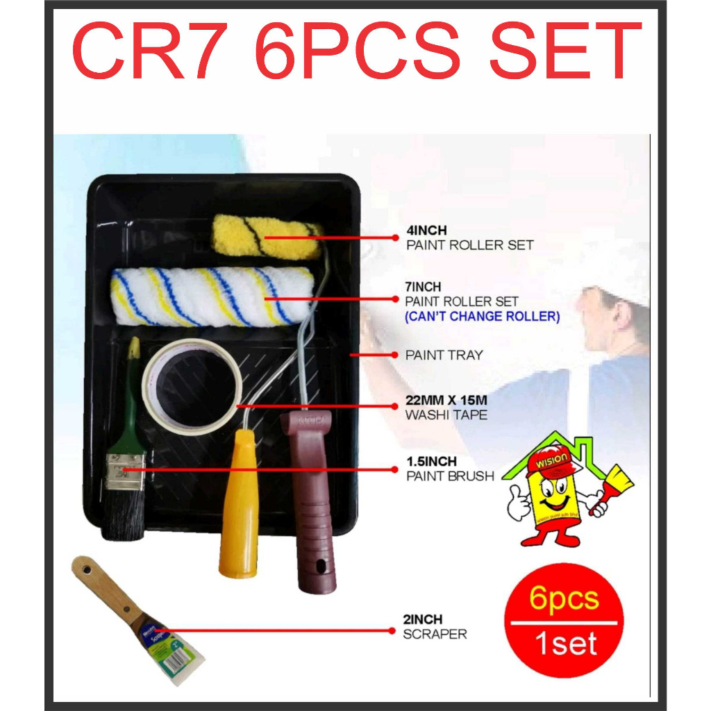 SET TOOL WALL PAINTING COMBO ROLLER BRUSH TOOLS KITS / ALAT MENGECAT ...
