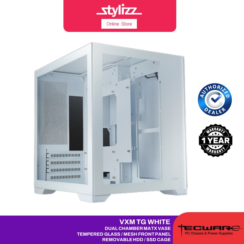 Tecware Vxl Dual Chamber Vxr Tg Atx Gaming Case Chasis Black White Vxc Atx Vxm Tg Mesh