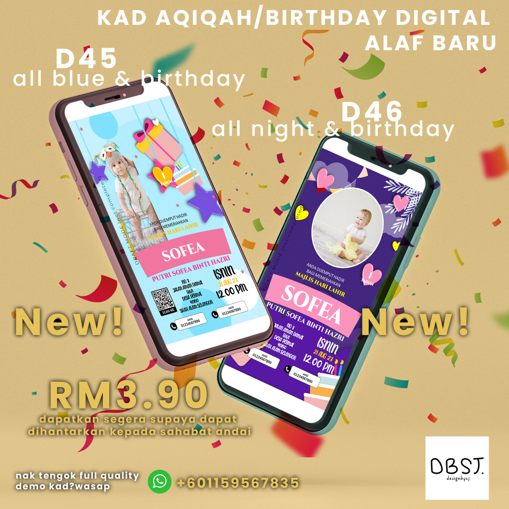 Kad Ucapan Digital Aqiqah Dan Hari Lahir E-Card Invitation For Birthday Kad Birthday Hari Lari ...