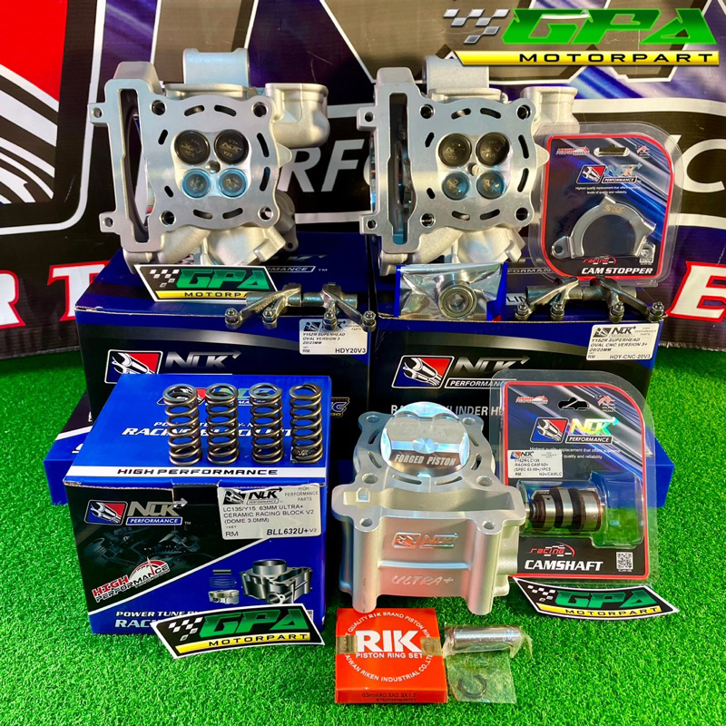 NLK PERFORMANCE TOP COMBO SET Y15 LCV8 SPEC63 SUPERHEAD V3 BIASA PORTING CNC BLOCK V2 63MM SUPER ...