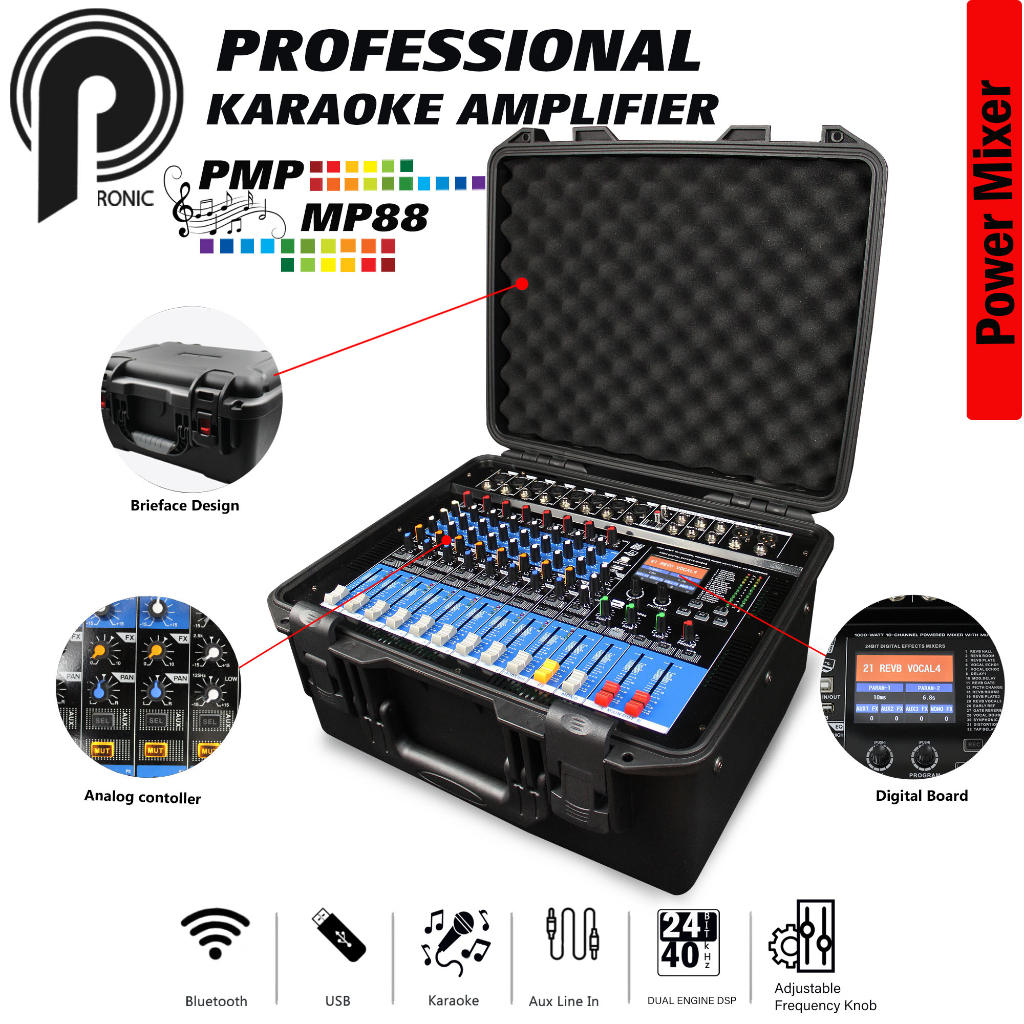 PRONIC MP88 Power Mixer 8 Channel with Hard Case 2x700W | Shopee Malaysia