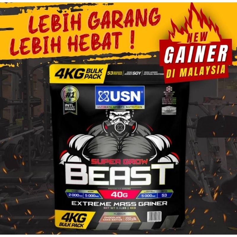 USN Super Grow Beast Extreme Mass Gainer 4kilo | Shopee Malaysia