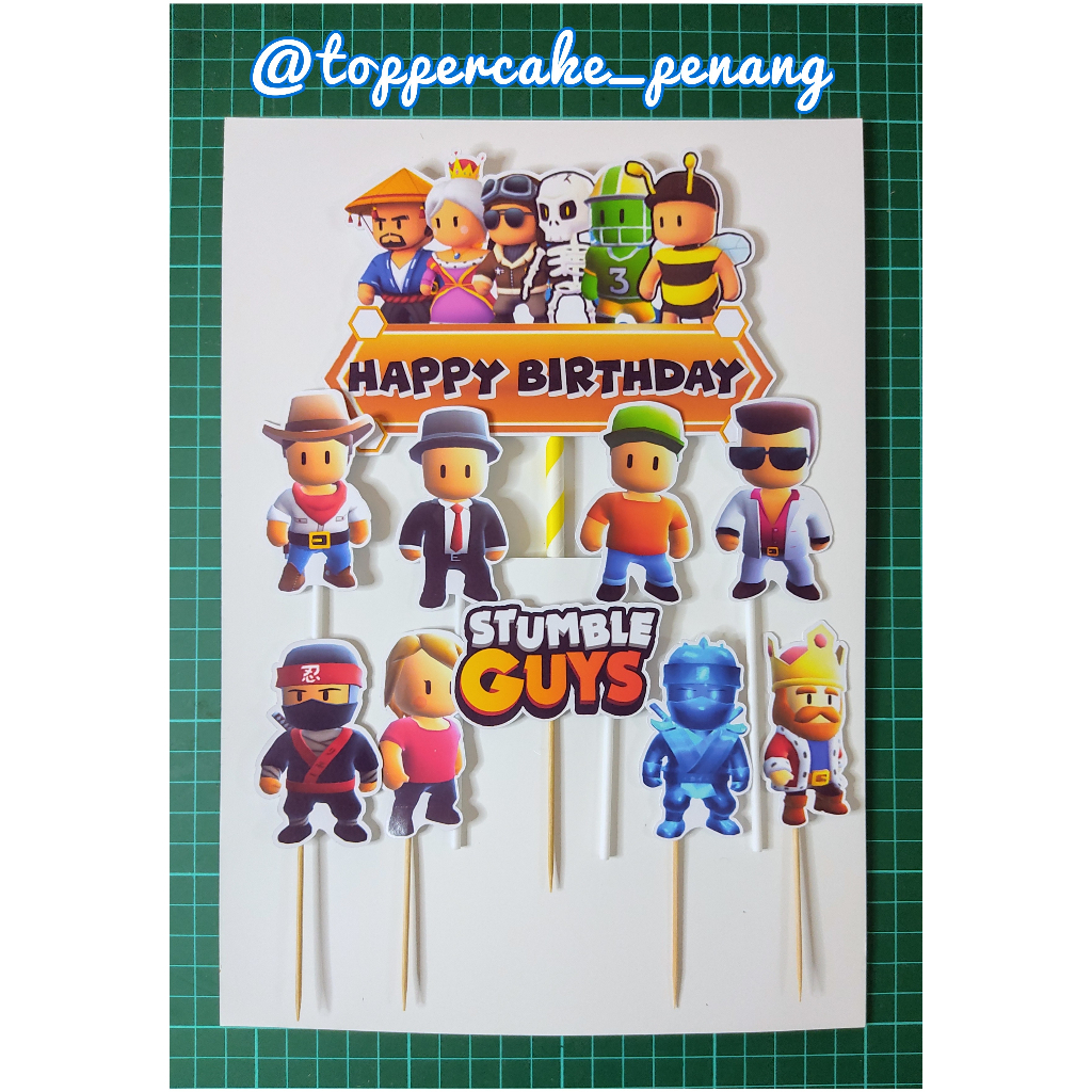 Stumble Guys Happy Birthday Decoration Set Cake Topper for Birthday ...