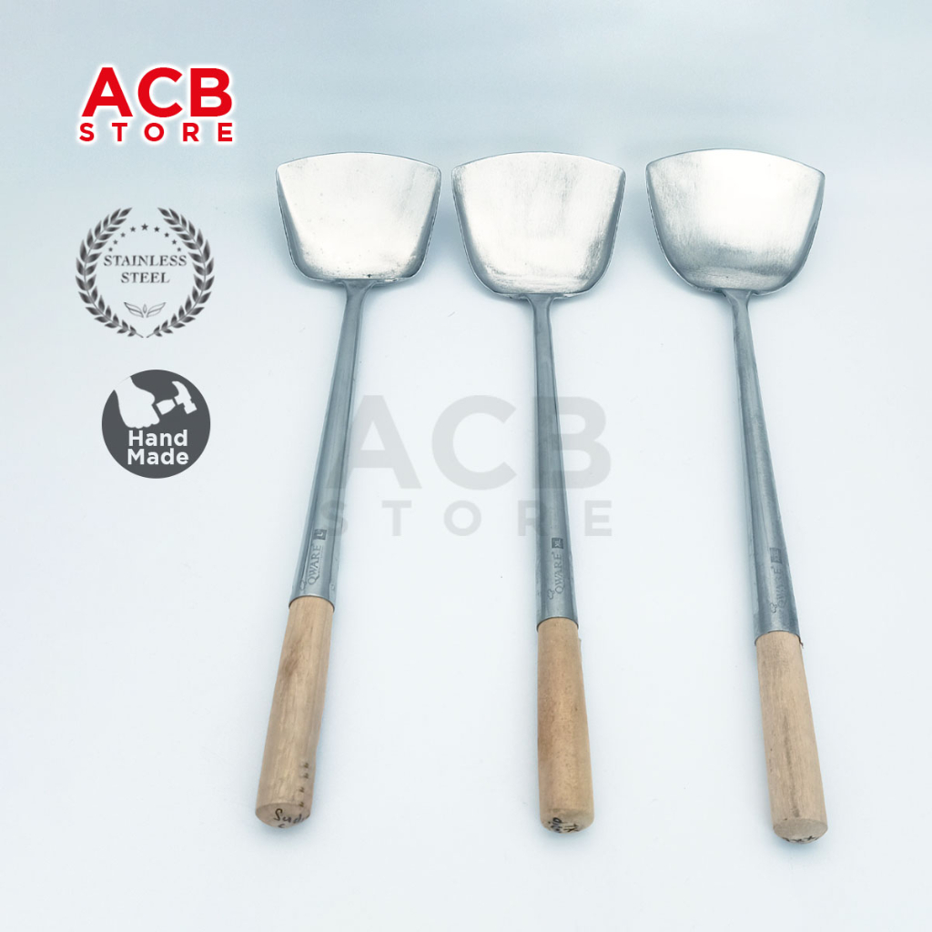 [READY STOCK] High Quality Stainless Steel Turner With Wooden Handle ...