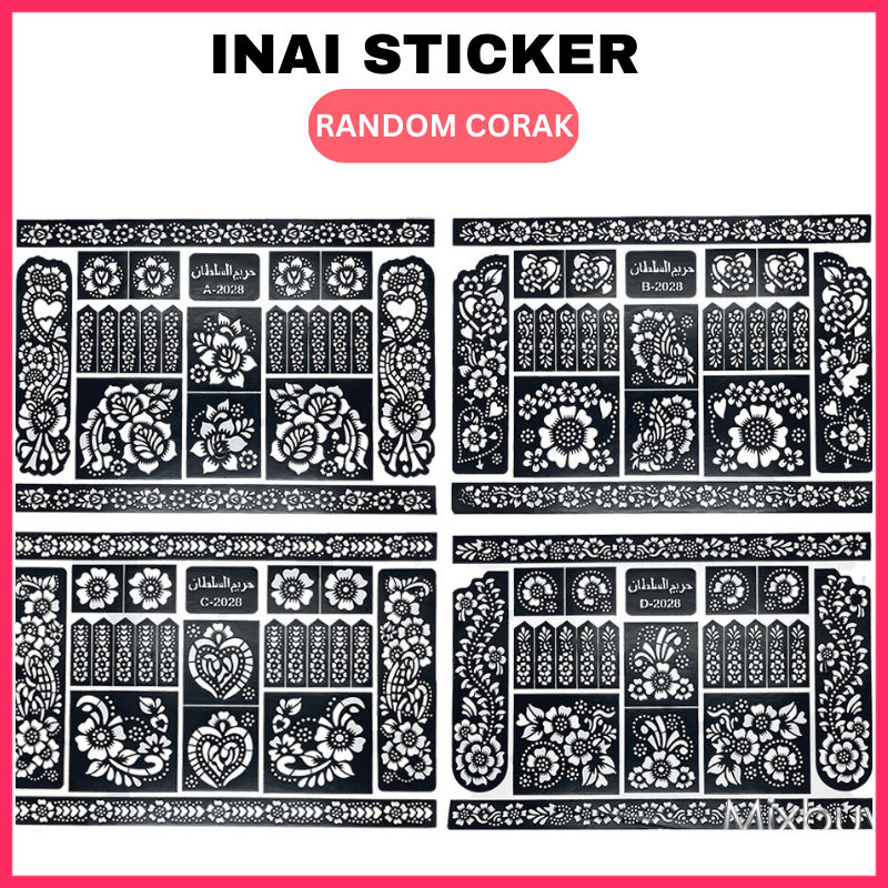 INAI STICKER PENGANTIN / INAI CORAK PENGANTIN 2028 1PCS (RANDOM CORAK ...