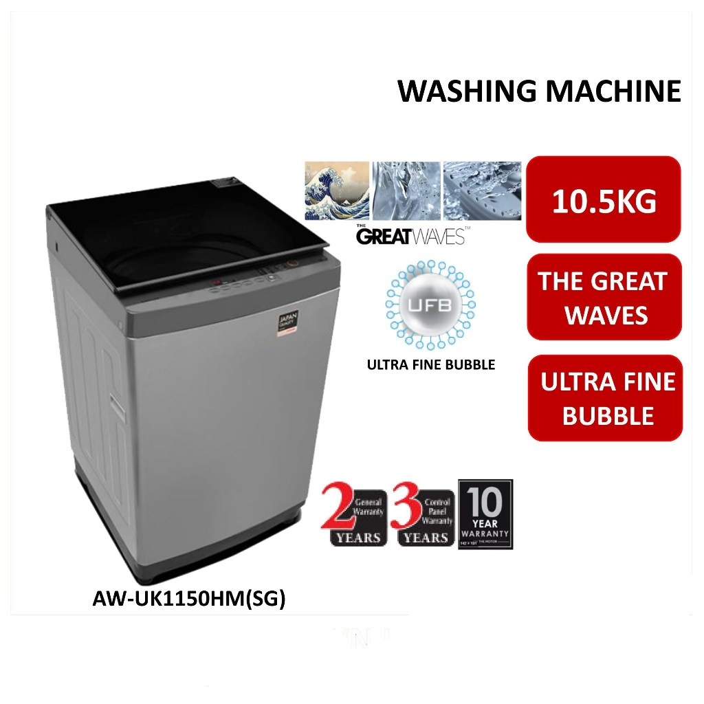Toshiba Fully Auto Washing Machine 7kg/9kg/10kg AW-J800AM(SG)/AW-J1000FM(SG)/AW-UK1150HM(SG ...