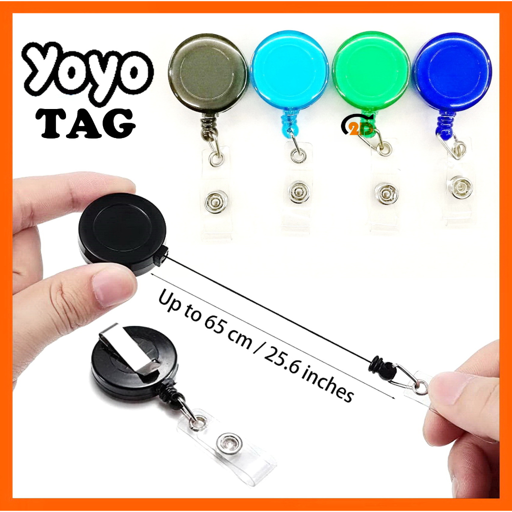 Retractable ID Card Key Name Tag Clip Holder Yoyo Tag | Shopee Malaysia