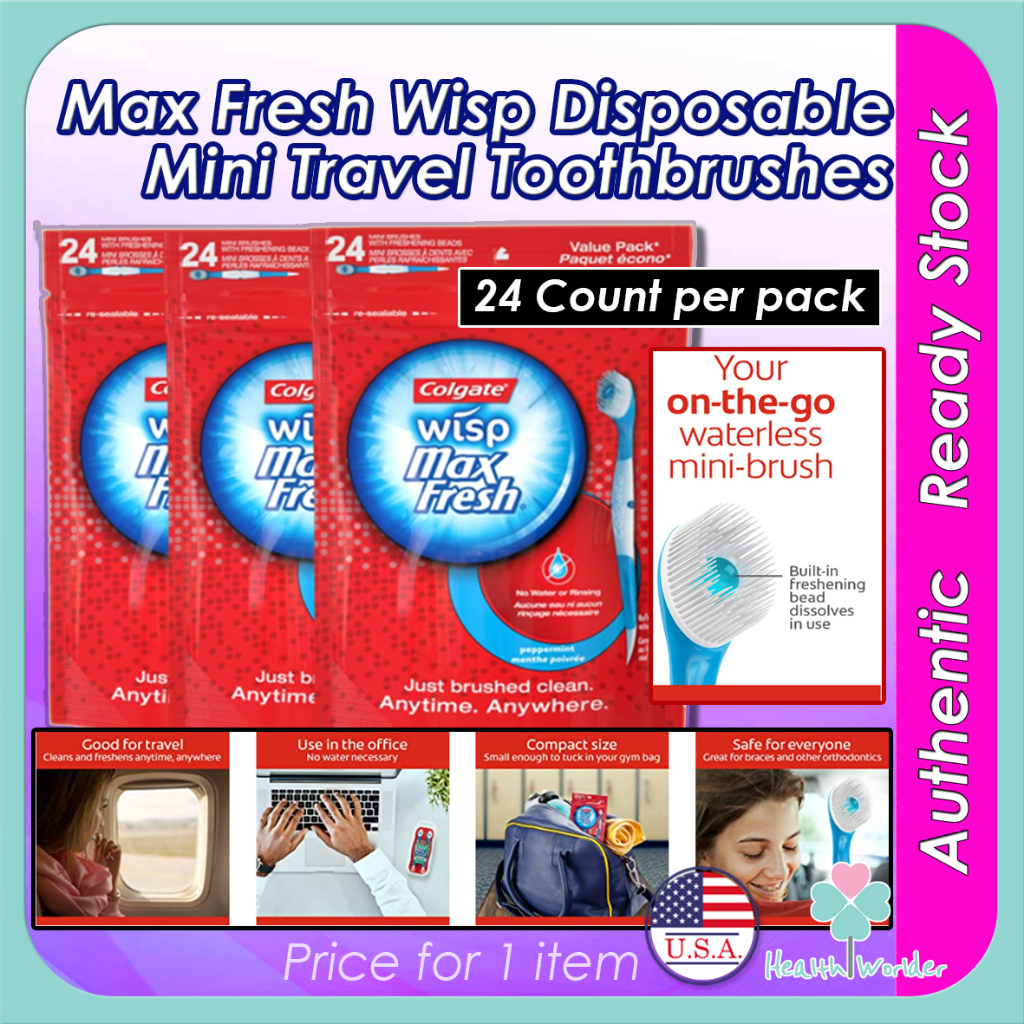 Colgate Max Fresh Wisp Disposable Mini Travel Toothbrushes Peppermint ...