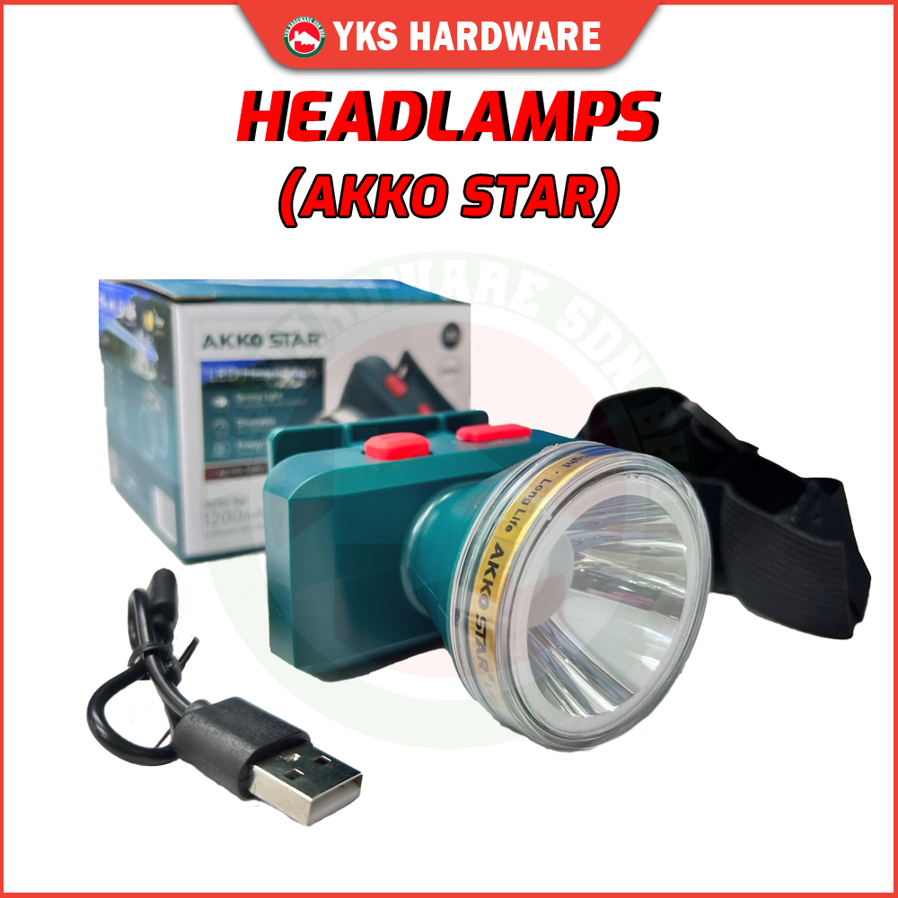 AKKO STAR (AK55191)- Rechargeable LED Headlamps 1200mAh/Lampu ...