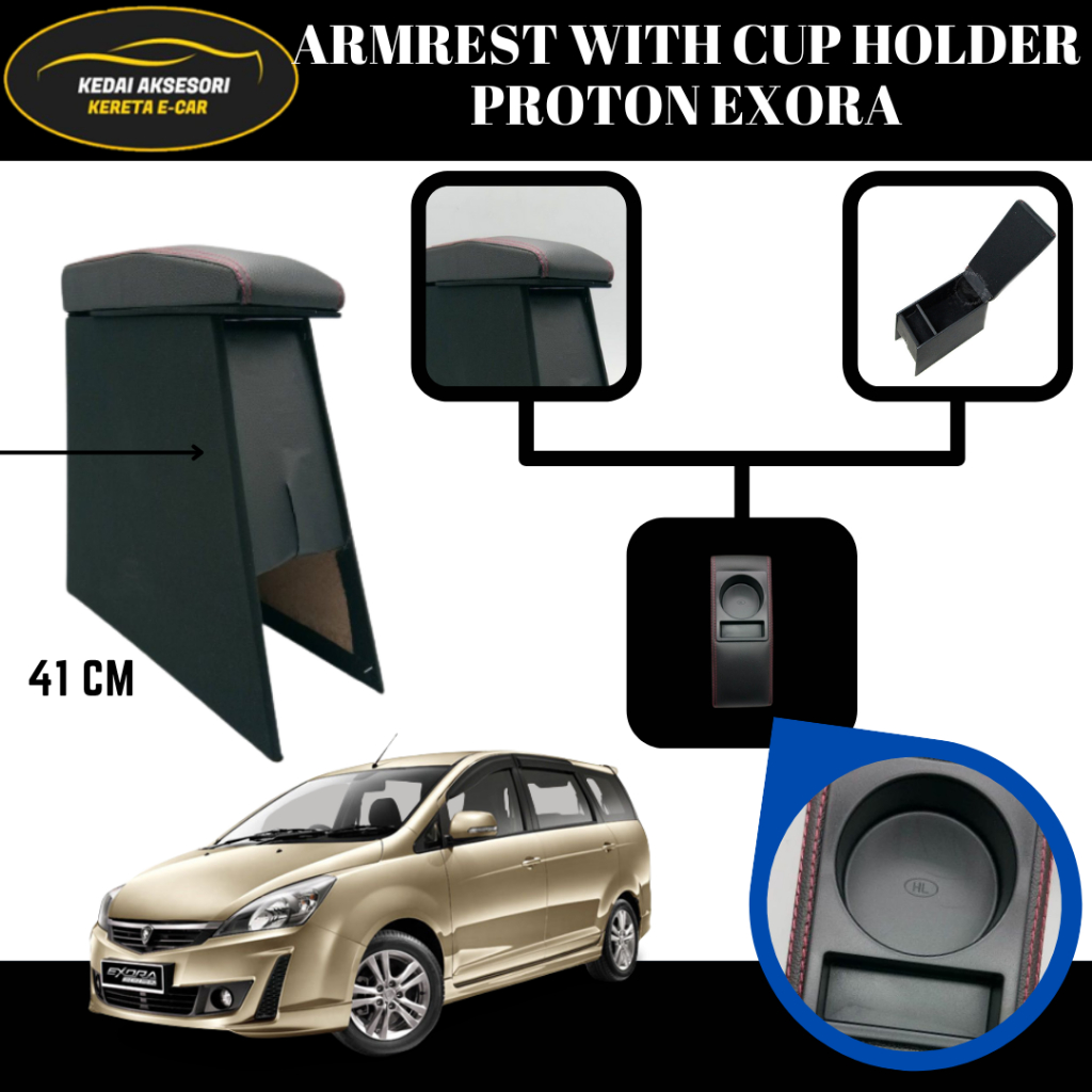 Perodua Exora Armrest Tempat Letak Tangan Leacther With Red Line And ...