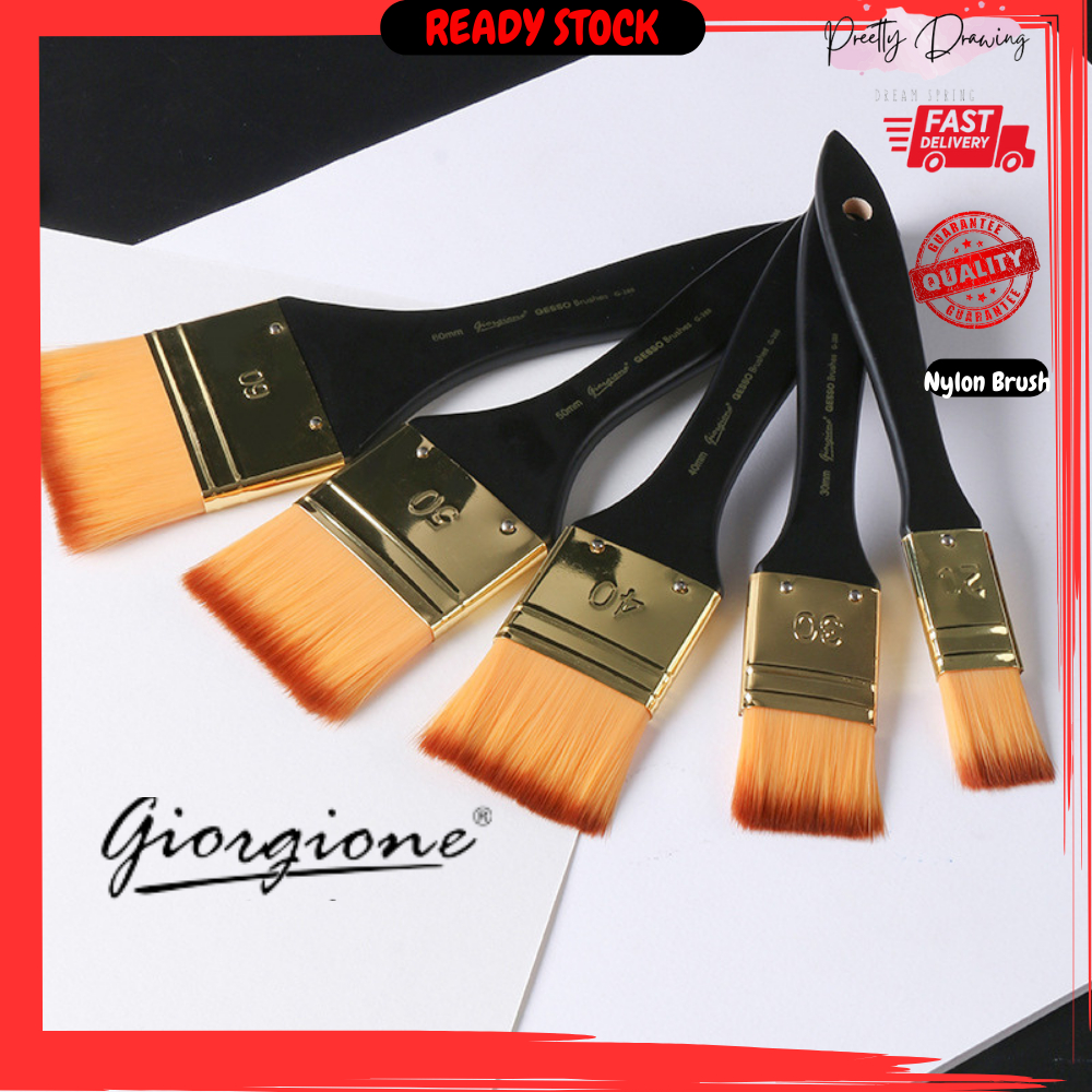 Premium Nylon Flat Brush Painting Berus Cat Kayu Wood Soft Acrylic Oil ...