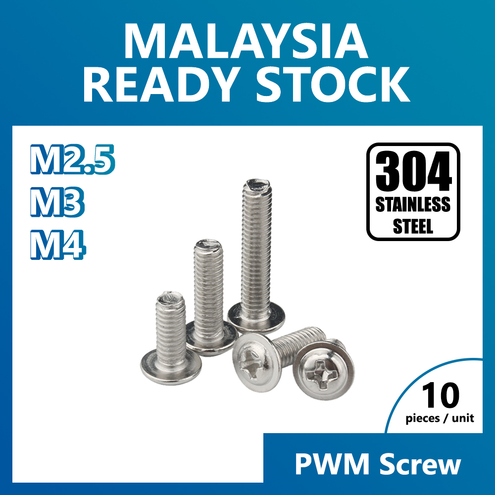 (10 pcs) PWM Screw DIN967 304 Stainless Steel Round Head Phillips for PC | Shopee Malaysia