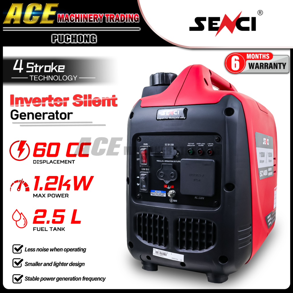 [ 100% Original] SENCI SC1400i Petrol Generator Digital Inverter Silent ...