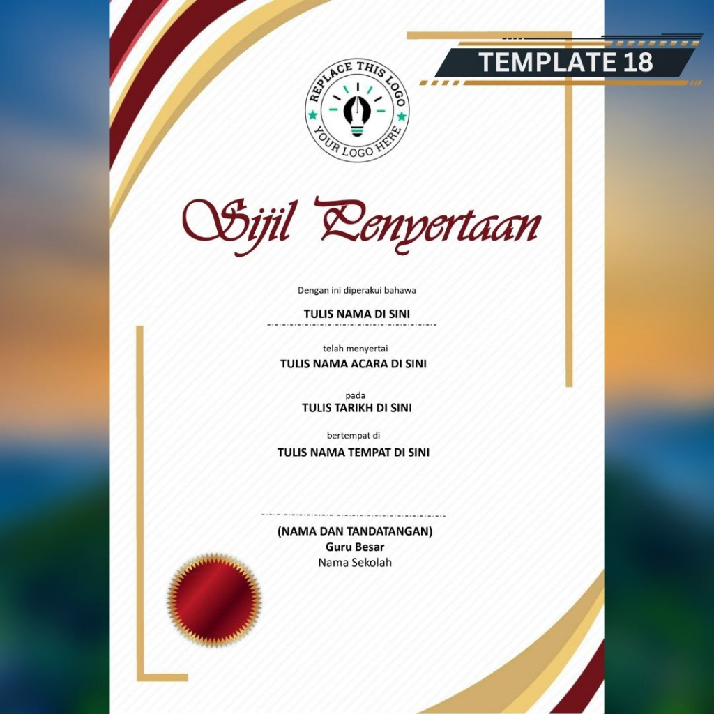 [Powerpoint] Template Sijil Certificate Template Editable Powerpoint ...
