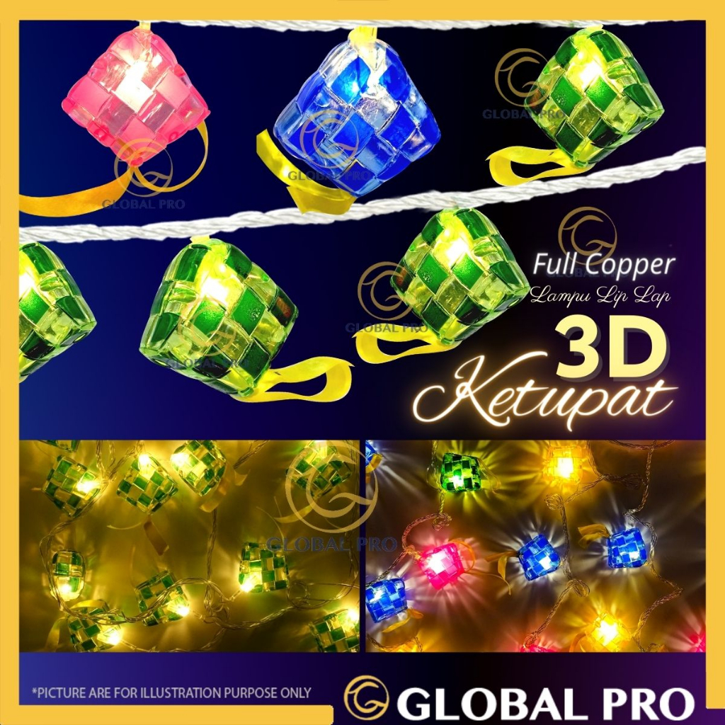 [RAYA 2025] 20L 4M 3D Crystal Ketupat LED Chasing Decoration Lights ...