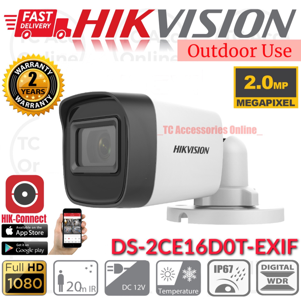 HIKVISION 2MP 1080P Full HD Outdoor IR Bullet TVI Camera HIK DS ...
