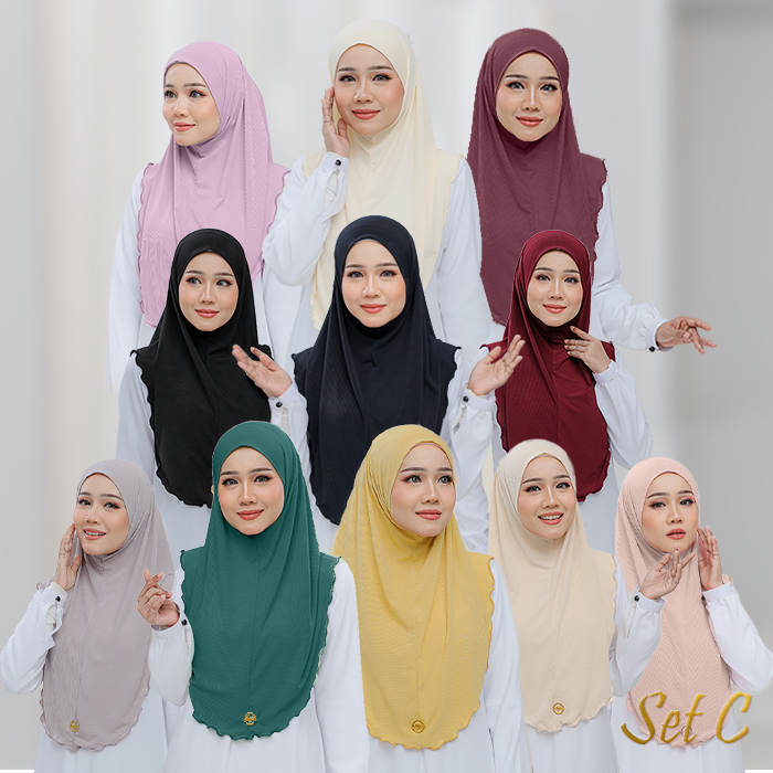 Zephia Tudung Sarung Layla Premium Jersey Ribbed with metal tag ironless instant tudung sarung ...