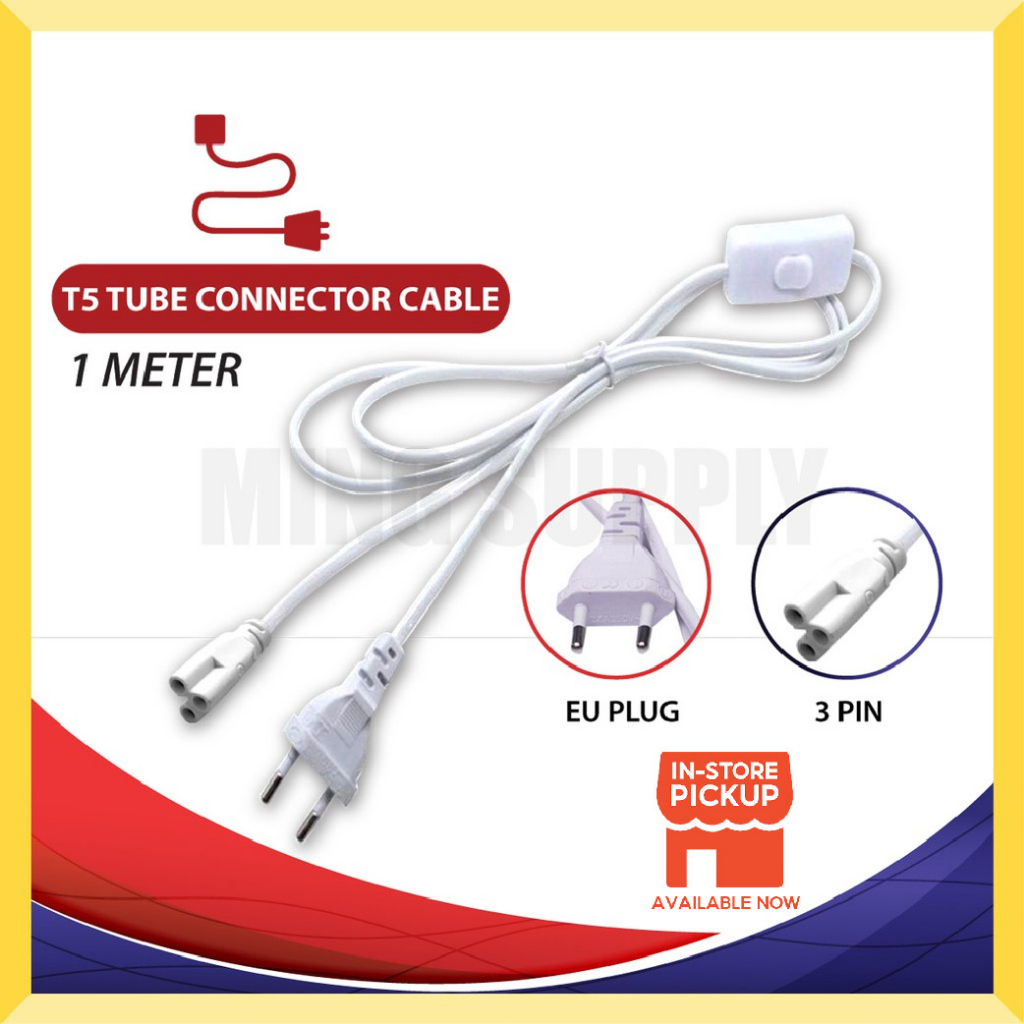 T5 Tube Connector Cable US Plug LED T5 Plug Connector 1 Meter | Shopee ...