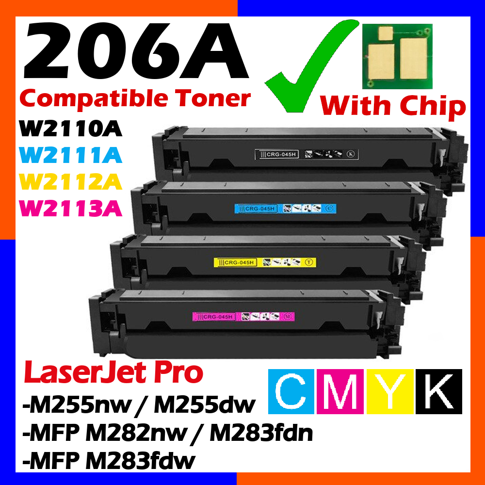 WITH CHIP Compatible Toner 206A W2110A W2111A W2112A W2113A HP M282 ...