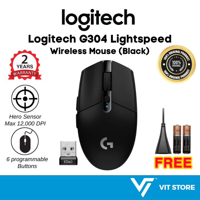 Logitech G304 Lightspeed Wireless Gaming Mouse (Black) Hero Sensor ...