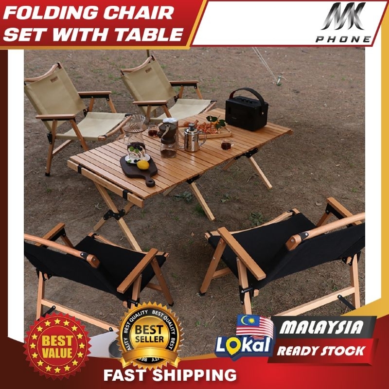 Camping Table Aluminum alloy Egg Roll Table Wood grain Camping Table ...