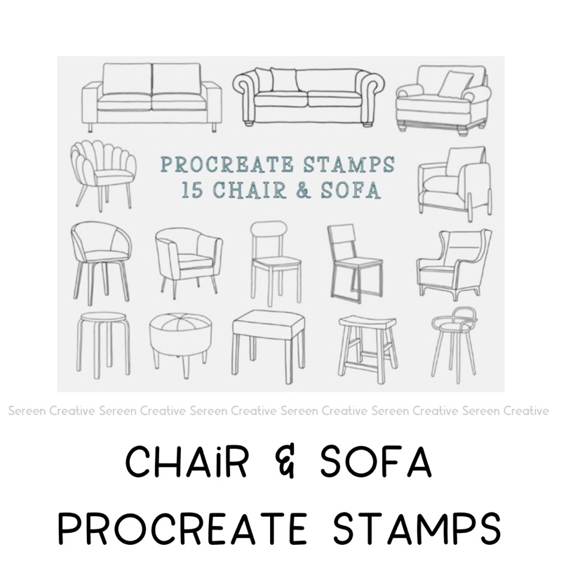 P272 Chair & Sofa Procreate Stamp Brush (Graphic Design, Interior ...
