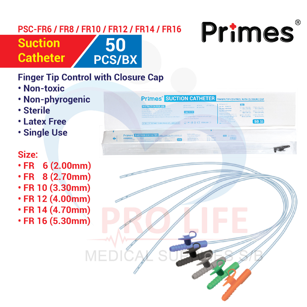 Primes Suction Catheter (FR6, FR8, FR10, FR12, FR14) 50pcs/per box ...